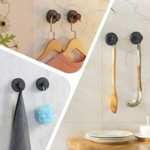 Season 2 Season Suction Cup Hooks for Shower, Bathroom Hooks for Towels Stainless Steel Wall Hook for Hanging up to 4.5 lbs Hooks for Kitchen, Glass, Mirror (2Pcs Black)