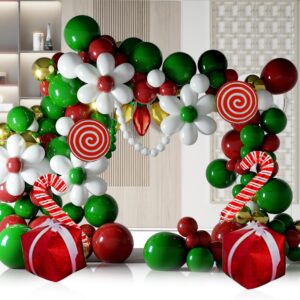 152 Pec Christmas Balloons Christmas Balloon Arch Kit ， Christmas Garldand Xmas Green Red Golden White Candy Balloons Gift Box For Christmas Party Decoratives Backdrop