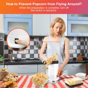 Popcorn Machine High Popping Rate, 2Min Fast Popping Air Popper Popcorn Maker, No Oil, BPA-Free Mini Popcorn Machine with ETL Certified, Popcorn Poppers for Home, 1200w 4.5 Quarts