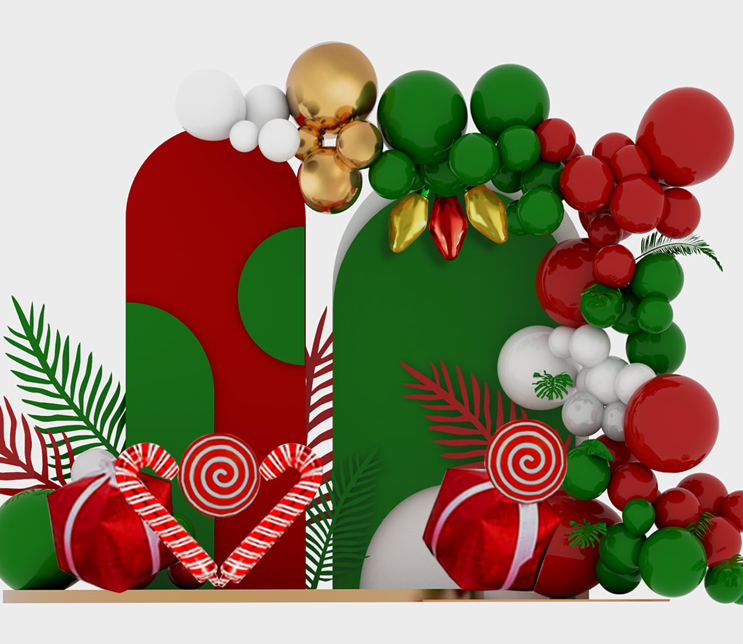 152 Pec Christmas Balloons Christmas Balloon Arch Kit ， Christmas Garldand Xmas Green Red Golden White Candy Balloons Gift Box For Christmas Party Decoratives Backdrop