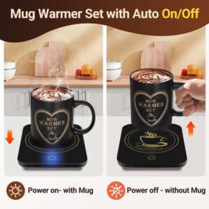 Coffee Mug Warmer for Desk with Auto Shut Off, Coffee Cup Warmer Set with Mug for Desk Office Home