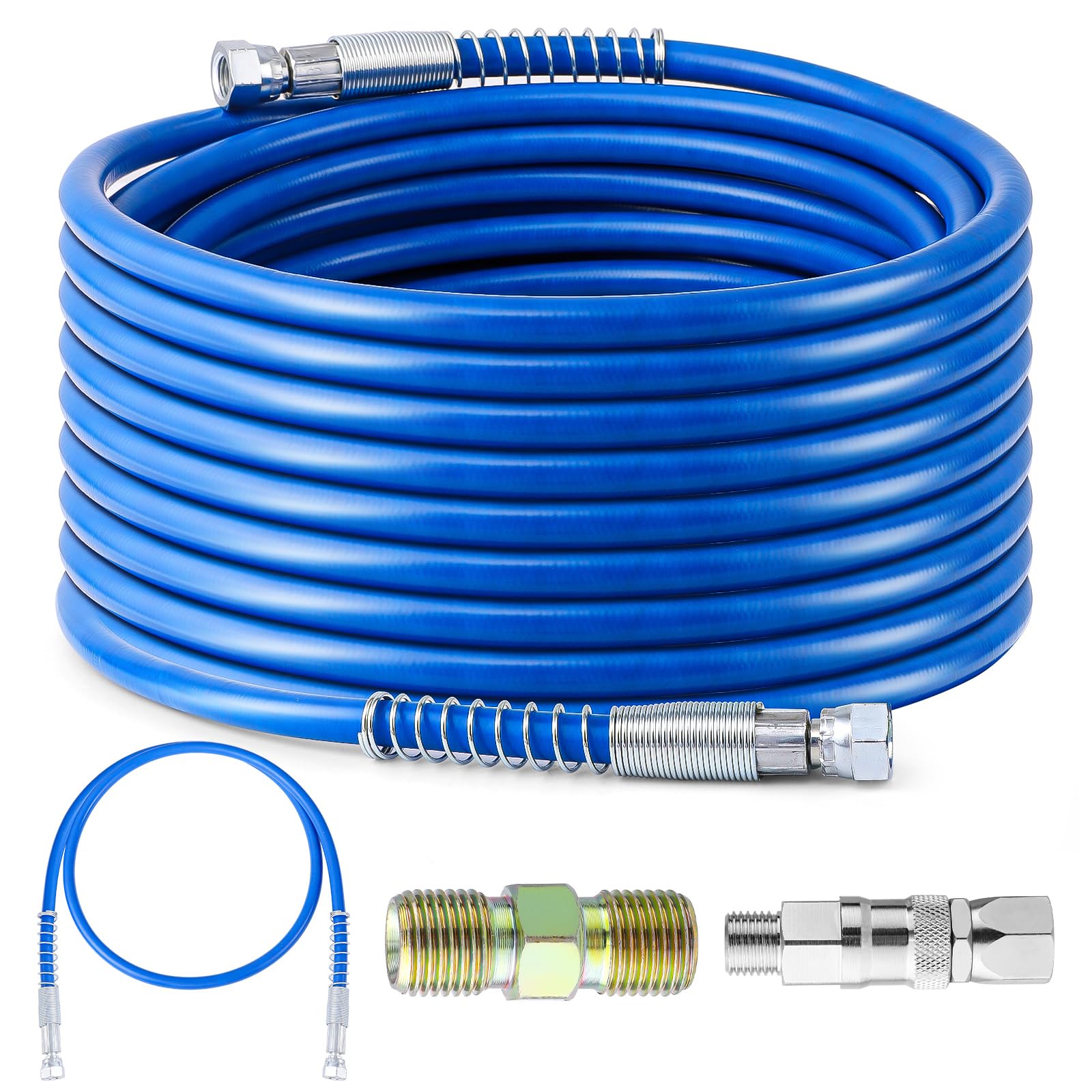 Gyfent 50Ft x 1/4" Airless Paint Sprayer Hose, 8500PSI High Pressure Airless Paint Spray Hose with 5Ft Whip Hose & 1/4" Hose Connector & Sprayer Swivel Joint for Airless Spraying Machine