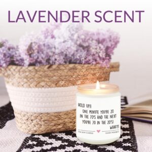 70th Birthday Gifts for Women Men, Funny 70 Year Old Birthday Gift Ideas Unique Turning 70 Happy Birthday Gifts for Friends, Mom, Dad, Grandma, Grandpa, Lavander Scented Candles