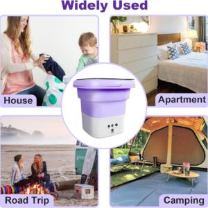 HULKNPEW 6.5L Folding Washing Machine,Portable Washing Machine,Small Washer with 3 Modes Deep Cleaning & Spin-dry,Easy to Carry,Suitable for Apartments, Dormitories, Camping, RV, Travel,Hotels-Purple