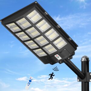 JAYNLT 6000W Solar Street Lights Outdoor,6500K 600000LM Highest Lumen Solar Parking Lot Lights,Waterproof Duks to Dawn Solar Flood Security Lights Motion Sensor for Yards, Driveways