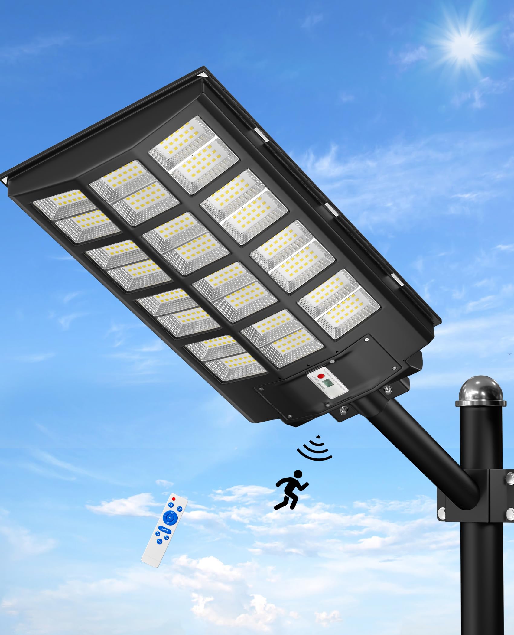 JAYNLT 6000W Solar Street Lights Outdoor,6500K 600000LM Highest Lumen Solar Parking Lot Lights,Waterproof Duks to Dawn Solar Flood Security Lights Motion Sensor for Yards, Driveways