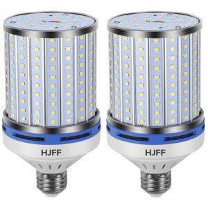 hjff 2 pack led light bulb 700w equivalent 11000 lumen 6000k led corn light bulb e26/e27 medium base 70w led bulb for outdoor indoor led corn bulb area garage warehouse workshop street backyard