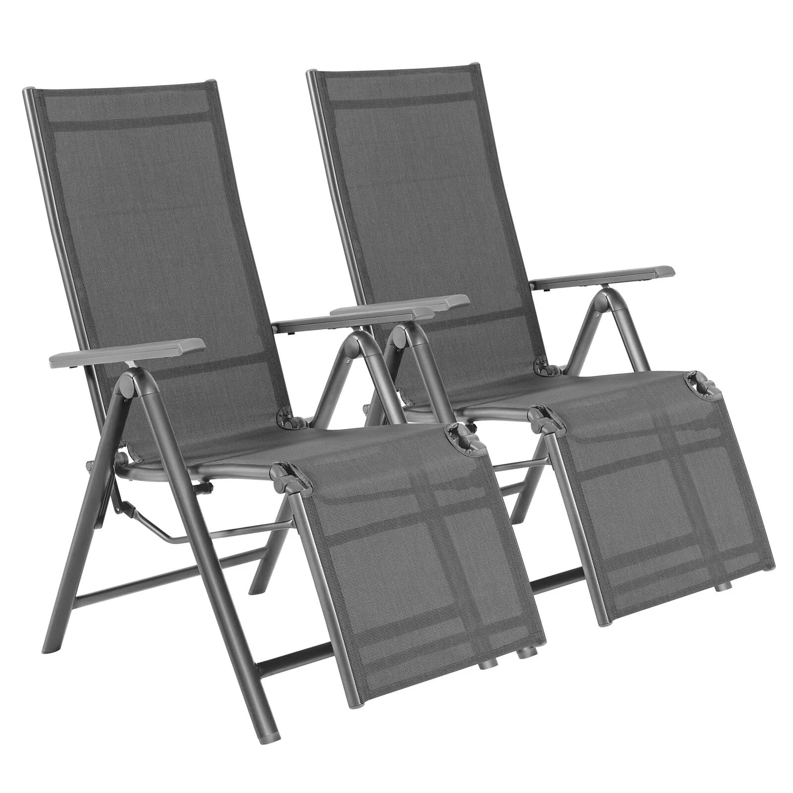 VcJta Foldable Recliner Lounge Chairs Set of 2, Portable Aluminum with Adjustable Backrest, Outdoor Furniture for Relaxation & Comfort