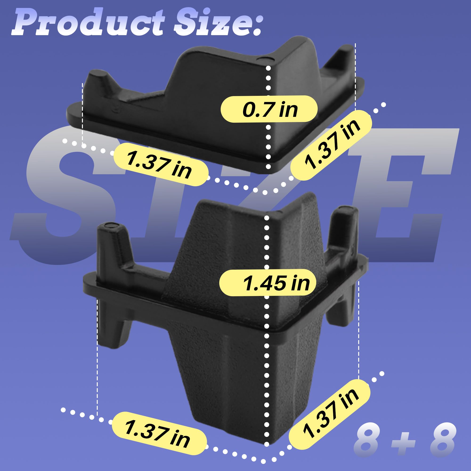 Terixe 16 Pcs Post Inserts Connectors for Whalen and Costco 5 Shelf Heavy Duty Shelving Unit - PP Plastic, Injection Molded, Sturdy Support - Black, Includes 8 Post Corner Connectors and 8 Post Caps