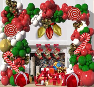 152 pec christmas balloons christmas balloon arch kit ， christmas garldand xmas green red golden white candy balloons gift box for christmas party decoratives backdrop