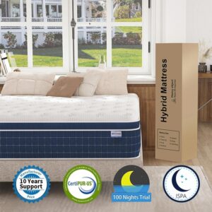 Queen Size Mattress, Upgrade Strengthen, 12 Inch Medium Hybrid Queen Mattress in a Box, Mattress Queen Size With Memory Foam and Independent Pocket Springs, Release Stress, Strong Edge Support