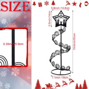 Cinnvoice 19.6" H Christmas Tree Card Holder Tabletop Display Nativity Decorative Black Metal Spiral Tree Gift Card Photo Holder Xmas Picture Holder Stand for Christmas Party Table Decor