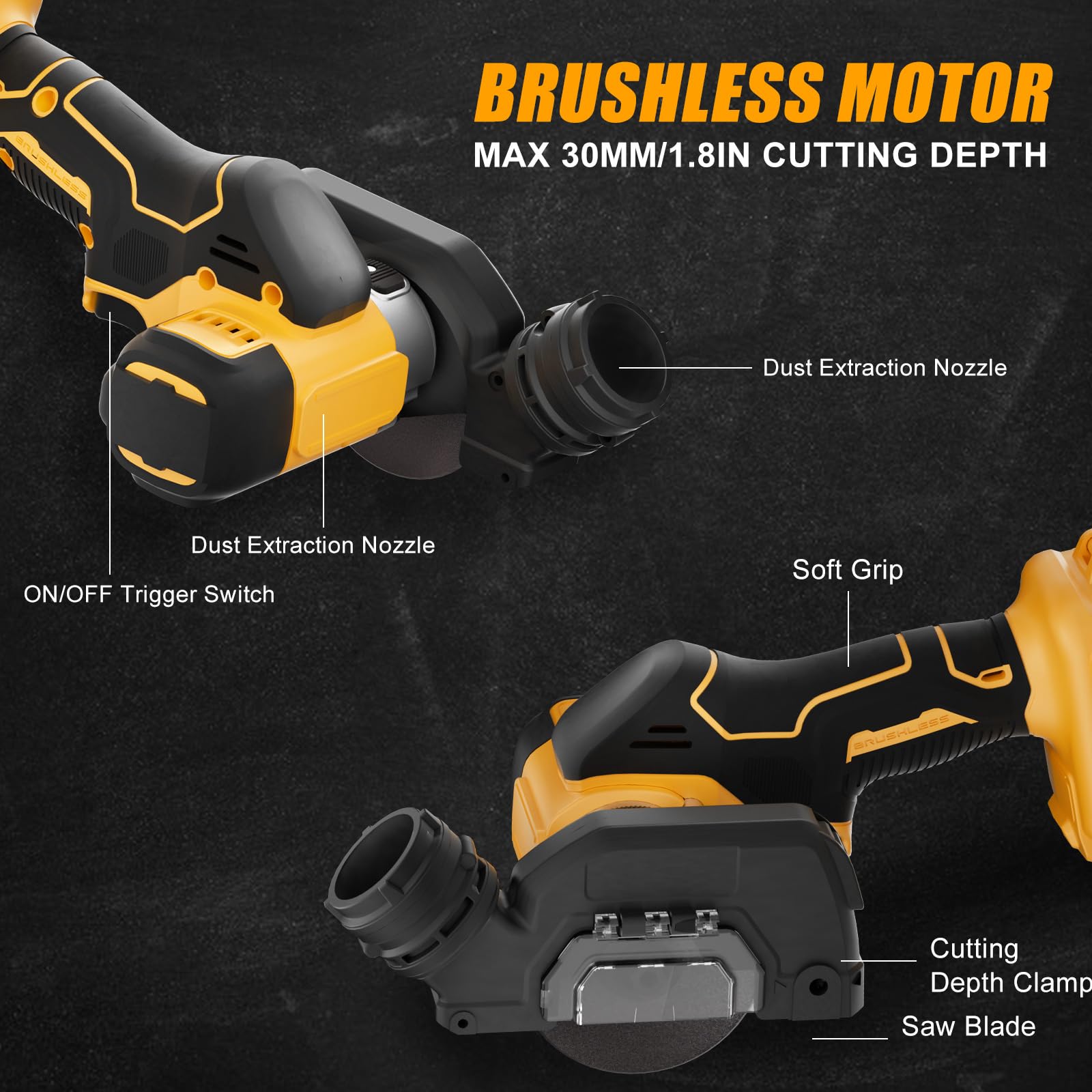 Cordless Cut Off Tool compatible with Dewalt 20V MAX Battery, AODERTI Rotorazer Saw Brushless and Compact, Tile Cutter 10,000RPM, 5 Saw 3” Blades for Metal, Wood, Tile and Plastic (Bare Tool Only)