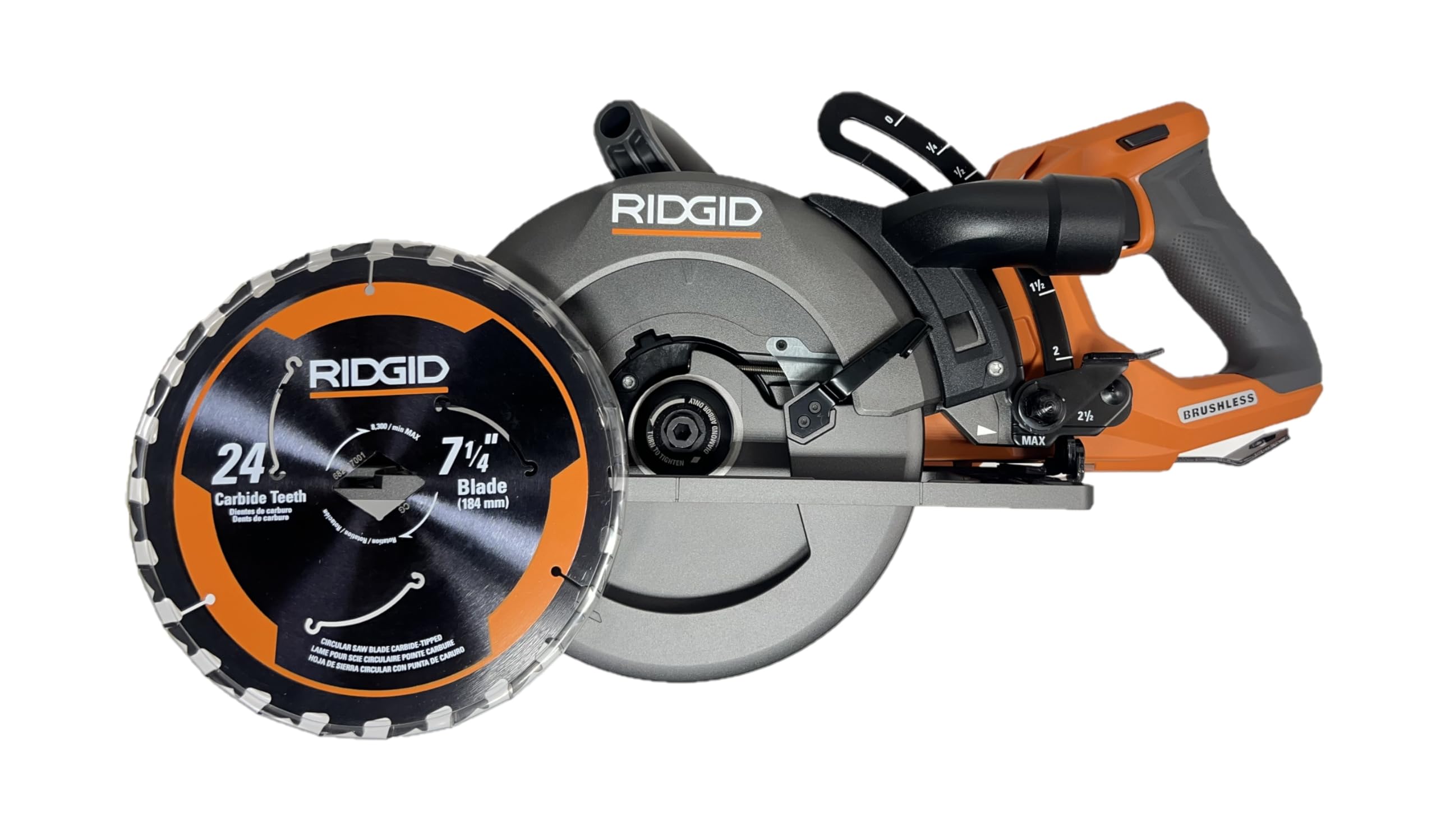 RIDGID 18V Brushless Cordless 7-1/4 in. Rear Handle Circular Saw Kit with MAX Output Battery and 18V Charger (Bulk Packaged), R8658