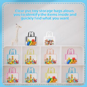 6 Packs Toy Storage Bags PVC Waterproof Organizers Toy Bags Reusable Clear PVC Board Game Storage with Zipper and Handle for Board Games, Building Blocks, Puzzles, Toys and Handmade Accessories