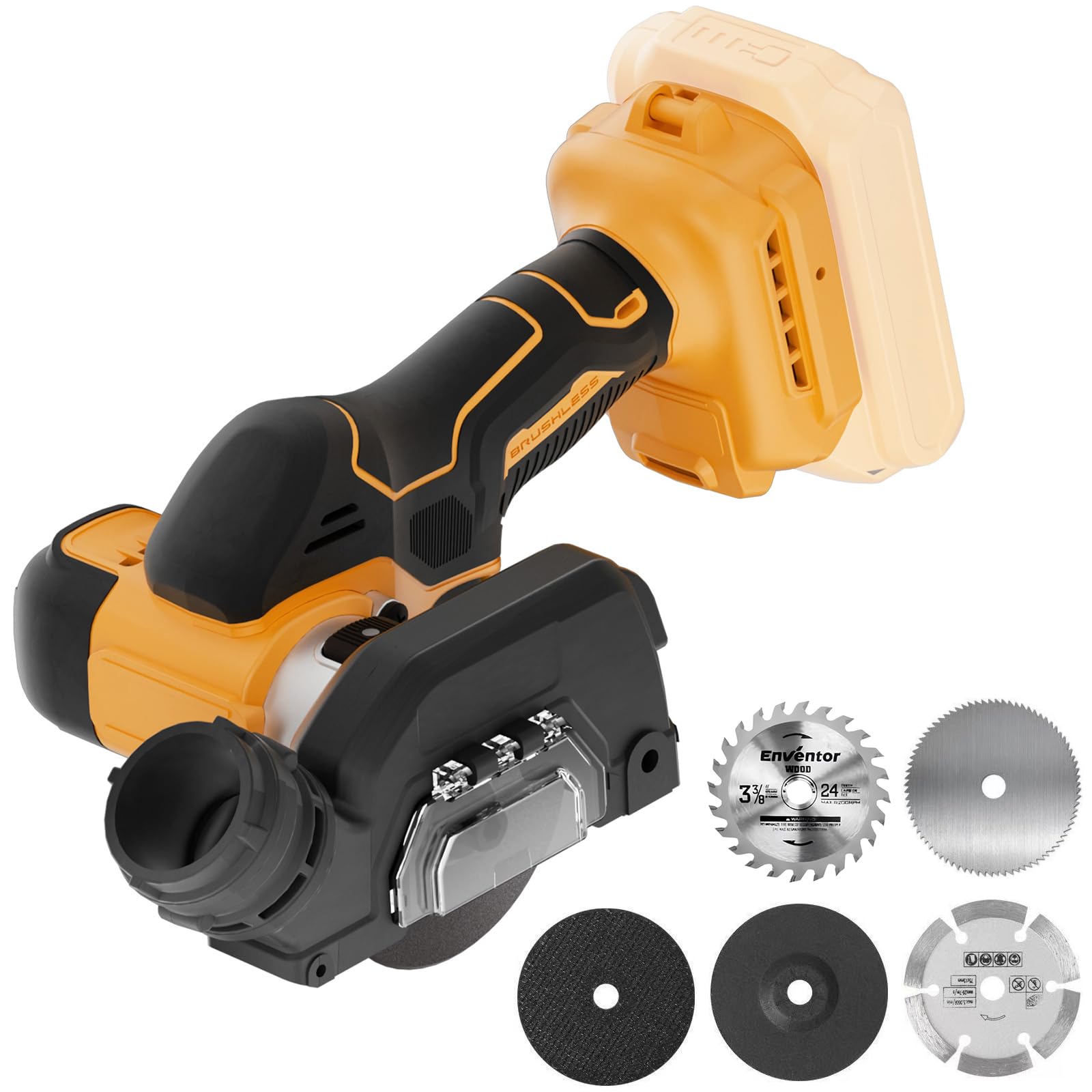 Cordless Cut Off Tool compatible with Dewalt 20V MAX Battery, AODERTI Rotorazer Saw Brushless and Compact, Tile Cutter 10,000RPM, 5 Saw 3” Blades for Metal, Wood, Tile and Plastic (Bare Tool Only)