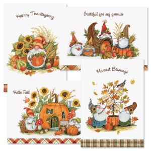 current - grateful gnomes thanksgiving cards, susan winget, themed holiday card variety value pack, set of 8 large 5 x 7-inch cards, assortment of 4 unique designs, envelopes included