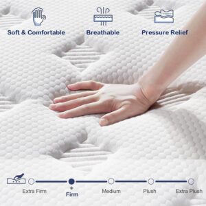 Queen Size Mattress, Upgrade Strengthen, 12 Inch Medium Hybrid Queen Mattress in a Box, Mattress Queen Size With Memory Foam and Independent Pocket Springs, Release Stress, Strong Edge Support