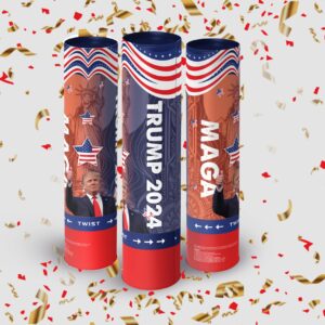 Donald Trump Confetti Cannon, 3-Pack, Metallic Gold and Red, MAGA Party Popper Shooter for 2024 Victory Celebration, Patriotic Events USA Decoration, BOOM 20+ ft Range