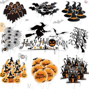 73pcs halloween cupcake toppers trick or treat cake topper for halloween birthday decoration witches pumpkin bat ghost party supplies