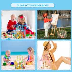 6 Packs Toy Storage Bags PVC Waterproof Organizers Toy Bags Reusable Clear PVC Board Game Storage with Zipper and Handle for Board Games, Building Blocks, Puzzles, Toys and Handmade Accessories