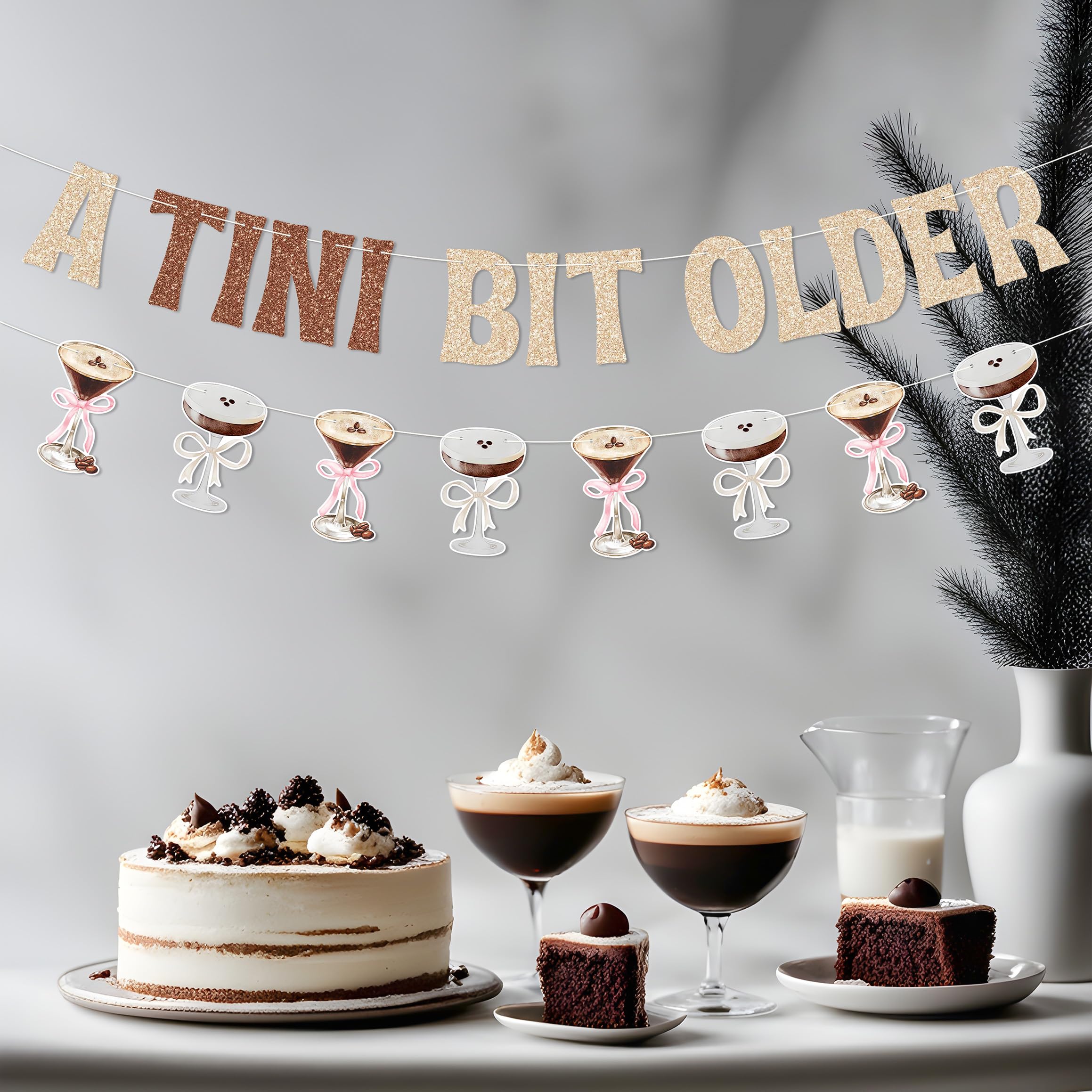 Espresso Martini Garland Glittery Birthday Banner A Tini Bit Older for Espresso Martini Birthday Party Decorations