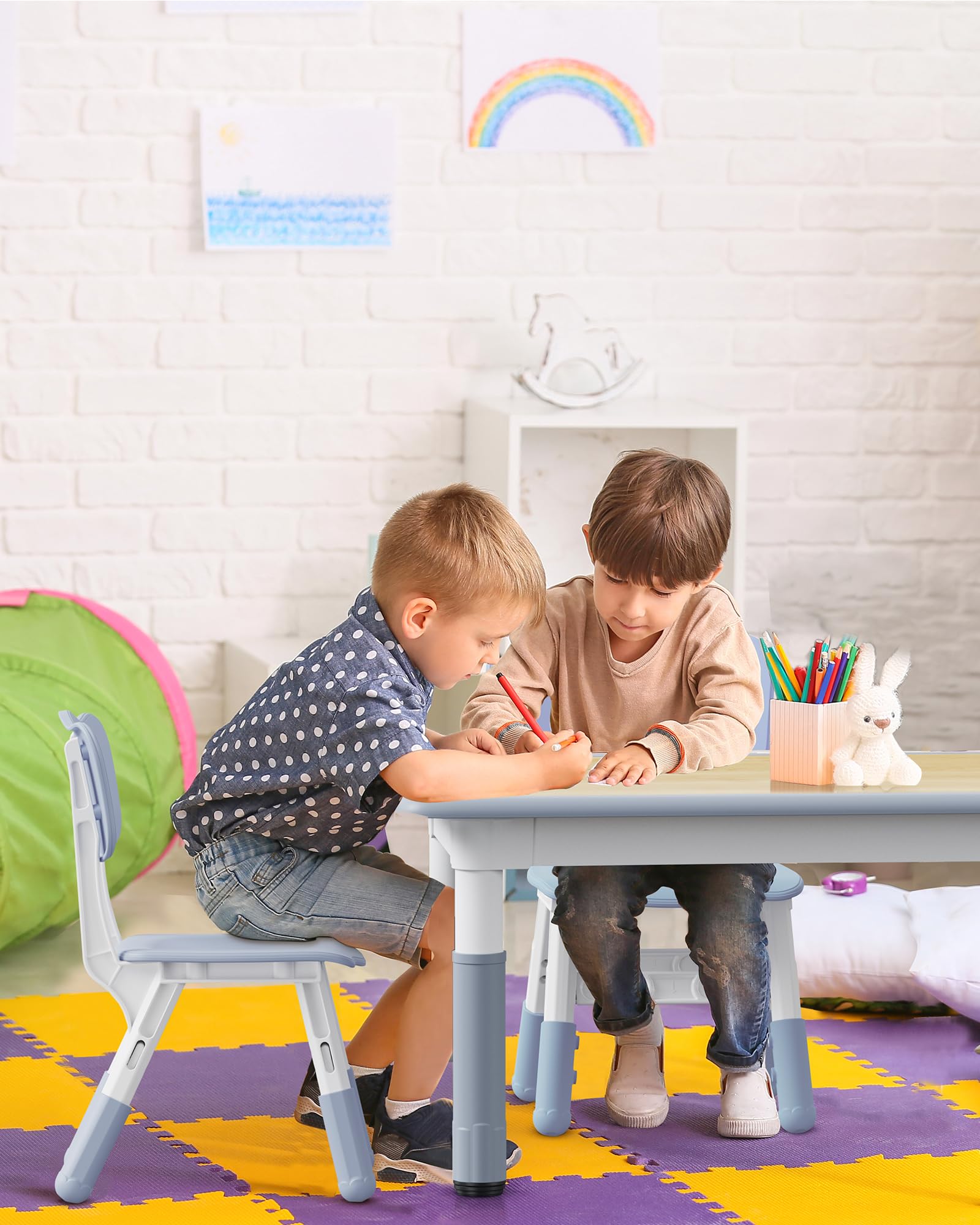 Brelley Kids Chairs Height Adjustable Toddler Chairs for Table, for Indoor & Outdoor Use Classroom/Daycare/Home, Suitable for Ages 2-8