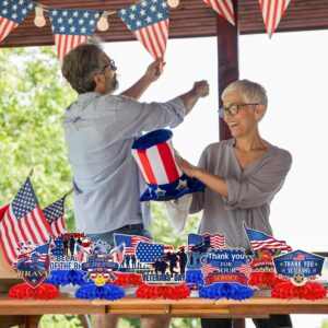 Gameza Veterans Day Party Decorations - 9PCS Veterans Day Decorations Thank You Veterans Honeycomb Centerpieces Table Decor Happy Veterans Day Patriotic Decorations Memorial Day Theme Party Supplies