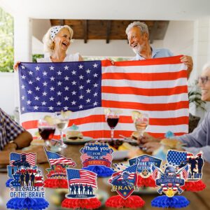 Gameza Veterans Day Party Decorations - 9PCS Veterans Day Decorations Thank You Veterans Honeycomb Centerpieces Table Decor Happy Veterans Day Patriotic Decorations Memorial Day Theme Party Supplies