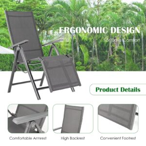 VcJta Foldable Recliner Lounge Chairs Set of 2, Portable Aluminum with Adjustable Backrest, Outdoor Furniture for Relaxation & Comfort