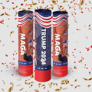 Donald Trump Confetti Cannon, 3-Pack, Metallic Gold and Red, MAGA Party Popper Shooter for 2024 Victory Celebration, Patriotic Events USA Decoration, BOOM 20+ ft Range