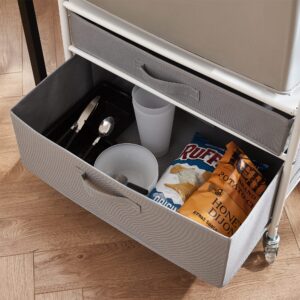 DormCo Mini-Fridge Stand on Wheels - Supreme Organization - White Metal Frame with Gray Drawers