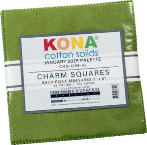 kona cotton solids january 2025 charm square 42 5-inch squares charm pack robert kaufman chs-1256-42