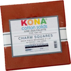 kona cotton solids june 2025 charm square 42 5-inch squares charm pack robert kaufman chs-1261-42