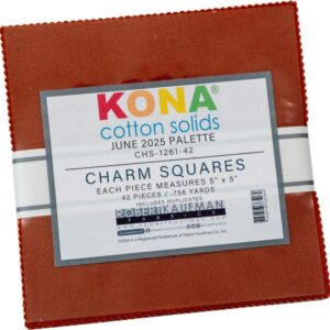 Kona Cotton Solids June 2025 Charm Square 42 5-inch Squares Charm Pack Robert Kaufman CHS-1261-42