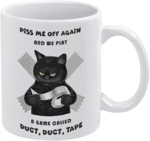 dzyqawh piss me off again and we play a game duct duct tape mug funny christmas cat gifts for women men