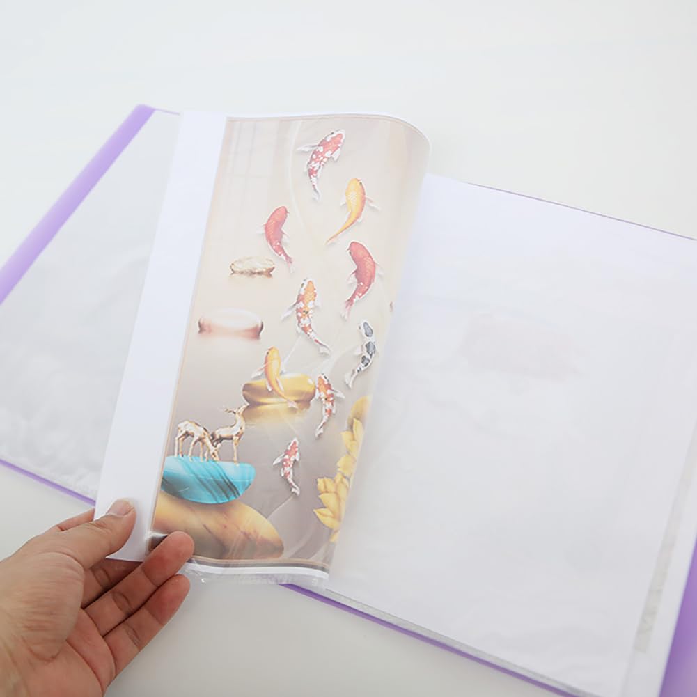 A4 Diamond Pictures Storage Book for Diamond Pictures Kits 30 Pages Diamond Beads Art Painting Portfolio Presentation Storage Book Folder Clear Pockets Purple