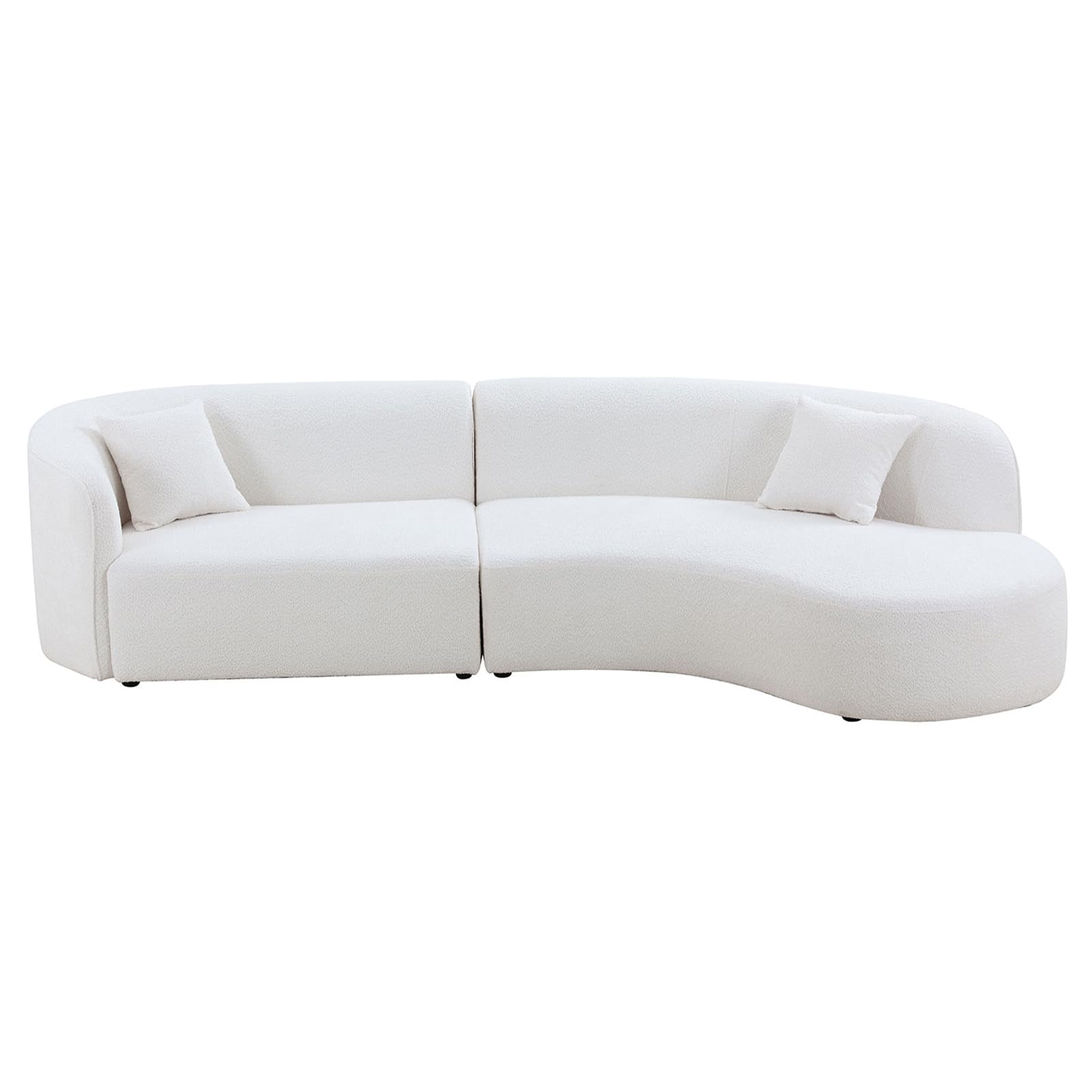 mr.waiba Luxury Modern Style Living Room Upholstery Curved Sofa with Chaise 2-Piece Set, Right Hand Facing Sectional, Boucle Couch, White