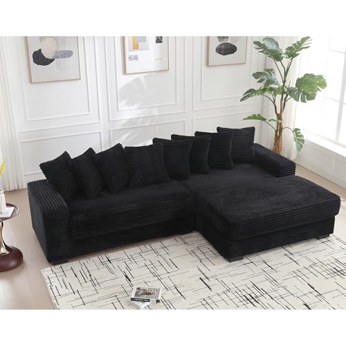 Eafurn Right Facing Oversized Two-Piece Sleeper Sectional Sofa Corner Couch with Extra Wide Chaise Lounge,Comfy Corduroy Upholstered Modular Sofa&Couches for Living Room Apartment