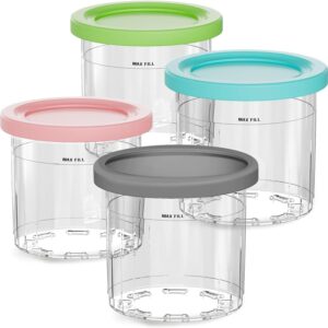 FORTHEAL Creami Pints and Lids for Ninja Creami, Pint Container & Lid, 4 Pack 16 oz, Fits NC299AMZ & NC300s Series Creamer Ice Cream Maker, with Ice Cream Spoon