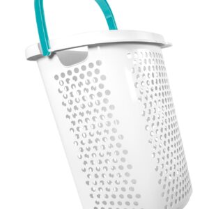 Nsngxus 2 Bushel Rolling Plastic Laundry Hamper with Pop-up Handle, White