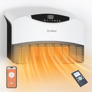 givebest smart wall heater - 1500w space heater for indoor use, work with alexa, adjustable thermostat, remote and wifi control, 24h timer, easy-mounted heater for bedroom office garage rv