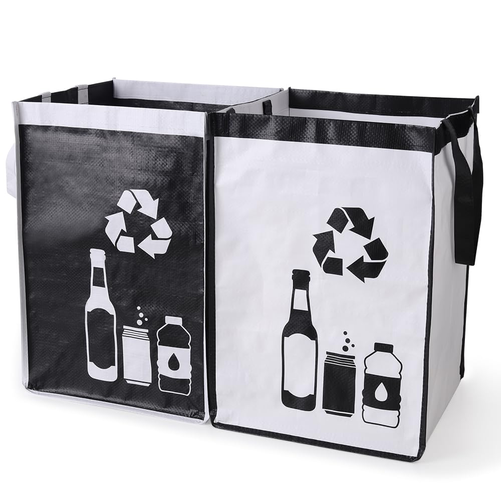 BeBesta Recycle Waste Bin Bags for Kitchen Ultra-Large Capacity ， Home Trash Sorting Bins Organizer Baskets，Waterproof Baskets Compartment Container-(Big New Black 2pcs)