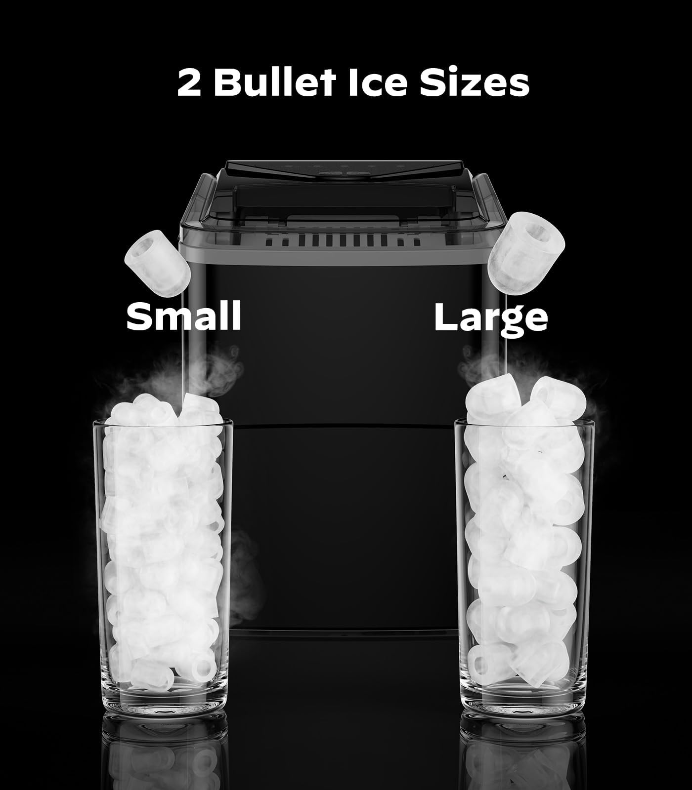 Silonn Smart Countertop Ice Maker - 9 Bullet Cubes in 6 Mins, 26 lbs per Day, Compact Wi-Fi Ice Maker Machine, 2 Ice Cube Sizes, Portable Ice Maker with Self-Cleaning for Kitchen/Office/RV