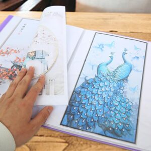 A4 Diamond Pictures Storage Book for Diamond Pictures Kits 30 Pages Diamond Beads Art Painting Portfolio Presentation Storage Book Folder Clear Pockets Purple