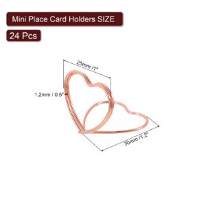 uxcell 24Pcs Heart Shape Table Number Holders Mini Place Card Holders Carbon Steel Picture Holders for Tables Centerpieces, Wedding Reception, Parties, Banquets, Rose Golden