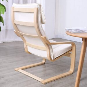 WDFYJ Lounge Chair, Lazy Couch Chair Fabric Lunch Break Chair Balcony Getaway Chair 58x68x105cm(White)