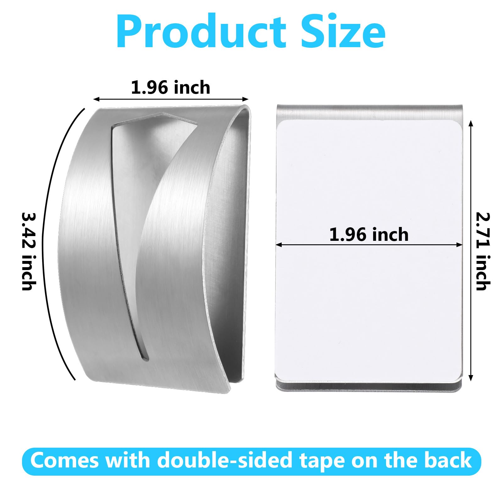 2 Pack Self Adhesive Kitchen Towel Holder Stainless Steel Dish Towel Holder Grabber Wall Mount Towel Hanger, Non Drilling Rack Hand Towel Hook Tea Towel Hook for Kitchen and Bathroom