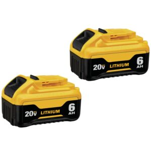 long fit 2 packs replace for dewalt 20v battery 6.0ah, compatible with dewalt 20v cordless power tools