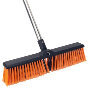 kefanta heavy duty push broom garden broom 18 inches for deck driveway garage yard patio concrete wood stone floor cleaning